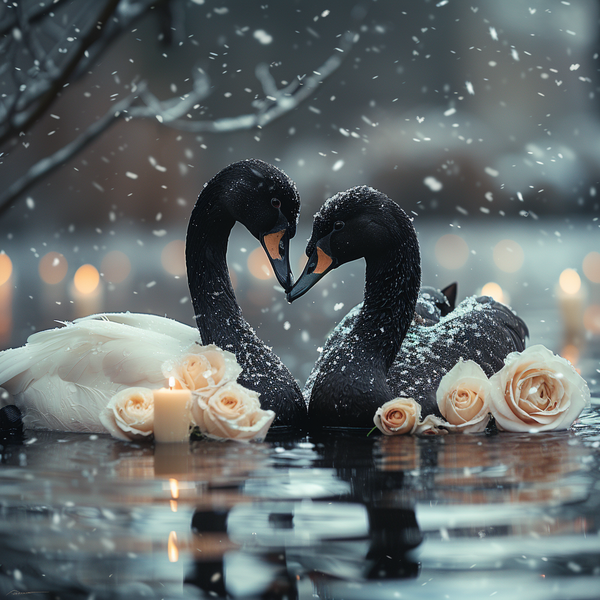 Printed Glass Kitchen Splashback Swans Heart – Bespoke Glass Products